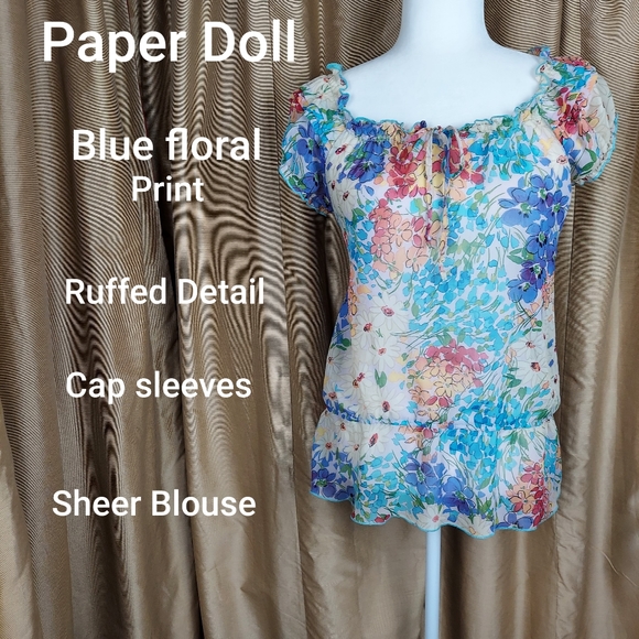 paper doll | Tops | Paper Doll Floral Sheer Top Size L | Poshmark
